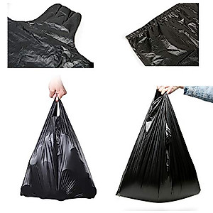 YYaaloa 100 pcs Small Black Trash Bags with Handles 14x22 Super Thick plastic Rubbish Bags,T-shirt bags,Wastebasket Bags for Office, Picnic,Kitchen, Bulk Bags (Black 100 pack)