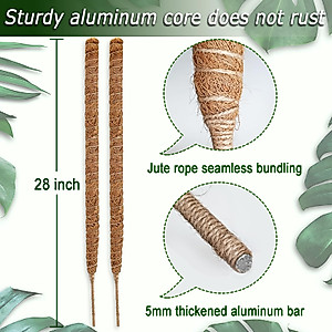 28 Inch Moss Pole, 2 Pack Bendable Moss Pole for Plants Monstera, Moss Poles for Climbing Plants Indoor, Handmade Coco Coir Plant Pole Sticks Support Stakes for Potted Plants