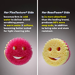 Scrub Daddy Scrub Mommy - Scratch-Free Multipurpose Dish Sponge - BPA Free & Made with Polymer Foam - Stain, Mold & Odor Resistant Kitchen Sponge (3 Count)