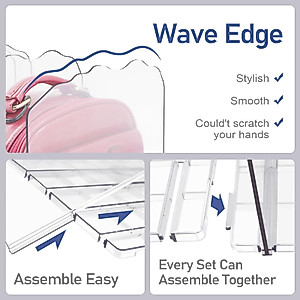 MAYSONG Adjustable Purse Organizer for Closet - Clear Acrylic Handbag Separators, Closets Divider for Clothes Purses Handbag (2 Base Boards 8 Shelf Dividers)