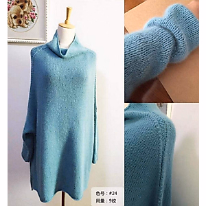 5 Skeins Lotus Yarns Mink & Cashmere Blend Knitting Yarn Skein Soft Crochet Yarn for Fingering Sweater, Scarves, Hats, and Craft Projects Mimi Plus (25-Sky Blue)