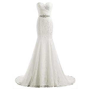 Likedpage Women's Lace Mermaid Bridal Wedding Dresses Ivory US6