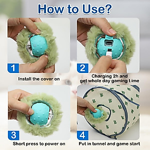 BENTOPAL Cat Toys Ball Fast Rolling Ball in Tunnels, Motion Activated Cat Toys Interactive Chirping Ball Hide and Seek Indoors Gaming (Green)
