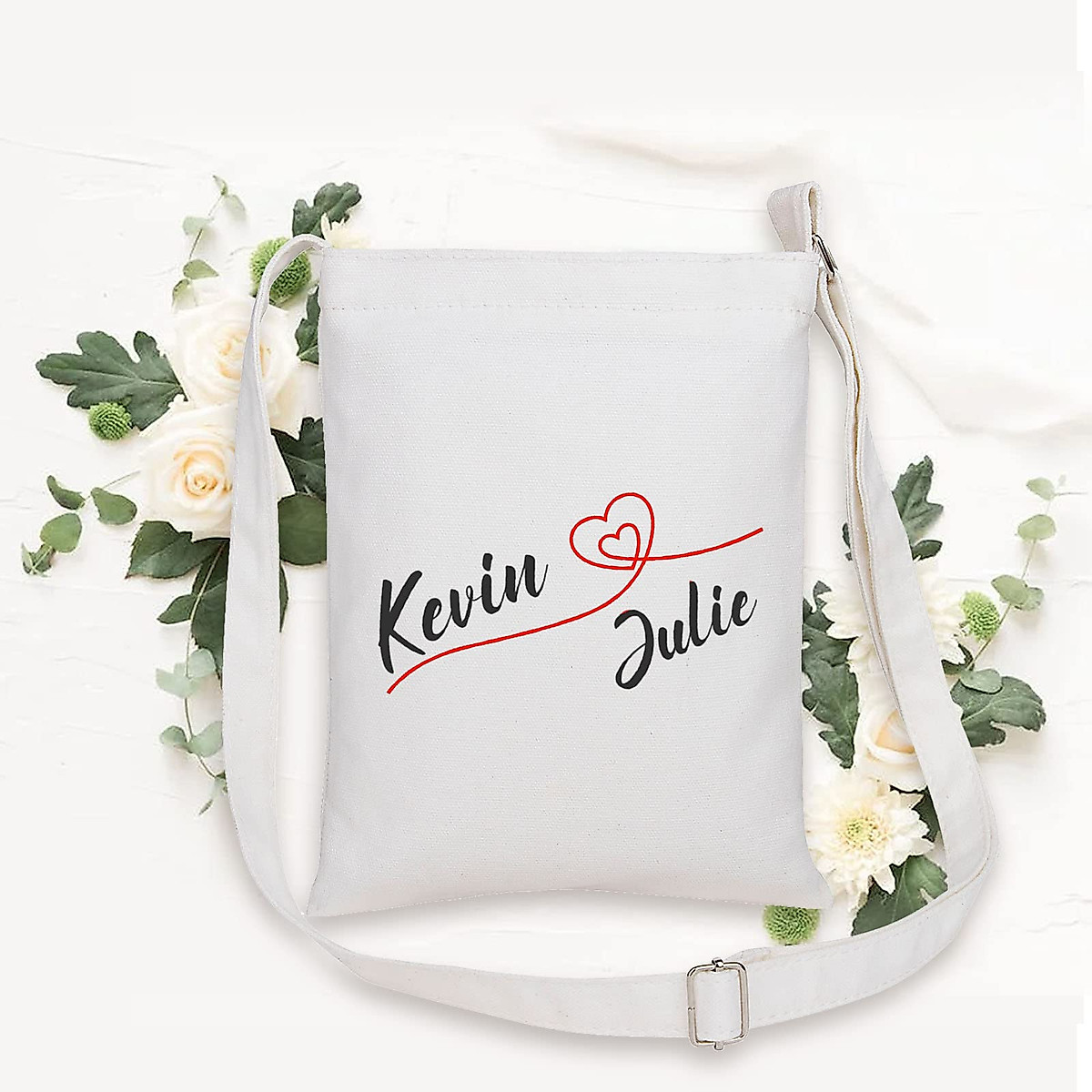 Muka Custom Small Crossbody Shoulder Bag with Logo, 7 x 9 Inch Canvas Zipper Handbags, Black Pet Photo Bag