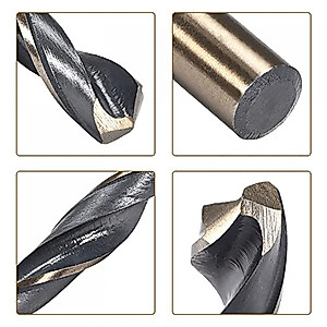 uxcell Drill Bits Set 7mm 9mm, Titanium Nitride Coated High Speed Steel 4341 Straight Round Shank Drilling Cutter for Stainless Steel Alloy Copper, 4pcs