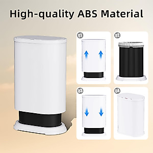 KUK Stainless Steel Bathroom Trash Can Automatic Touchless with Removable Inner Bucket, Waterproof, 1.6 Gallon Smart Trash Can with Lid for Bathroom Bedroom, Office - White