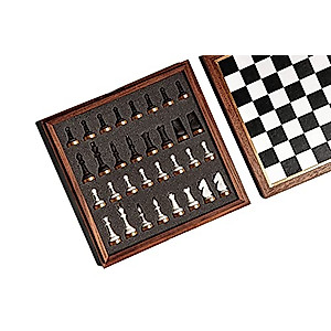Ttc games Premium Chess Set, 11''x11 Wooden Leather Chess Board, Resin and Brass Chess Pieces, with Storage, a Luxury Gifts and Decor