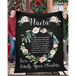 Nana Flower Grandkids Gifts Blanket,Customized Gifts for Nana, Throw Blanket Nana Birthday Gifts , Nana Blanket Throw, Nana Gifts from Grandkids, Christmas Nana Gifts for Grandma. (A0 - Nana), Full