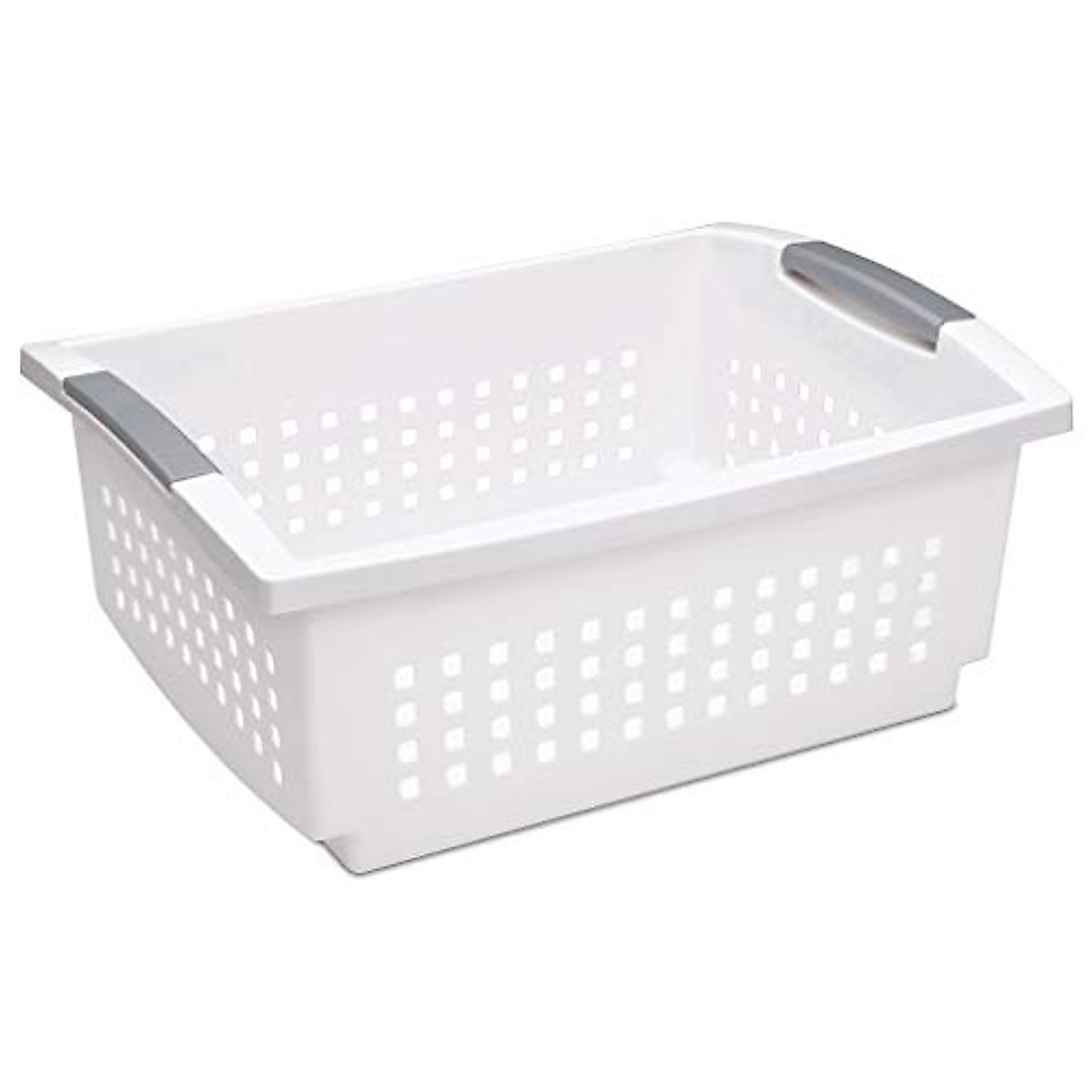 Sterilite 16648006 Stacking Plastic Basket, Large, White