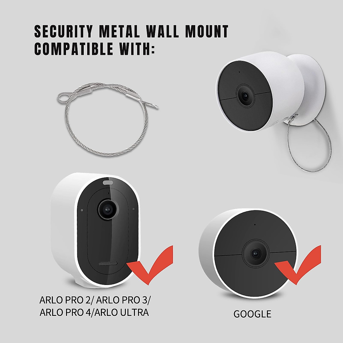 Baaletc Anti-Theft Security Chain for Google Nest Cam Outdoor/Indoor, Durable Security Chain Nest Cam Mount for Google Nest Cam Lock Accessories