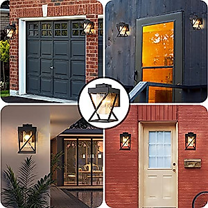 Delicavy Small Outdoor Wall Lights Exterior Light Fixtures Wall Mount Porch Light Waterproof Black Finish with Crackle Glass, Modern Outdoor Wall Sconce for House Garage, Front Door, Patio, Hallway