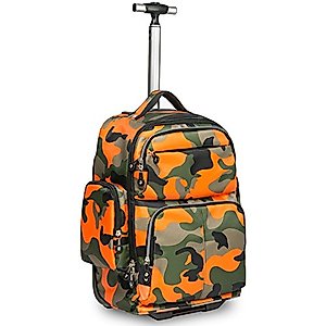 20 inches Big Storage Multifunction Travel Wheeled Rolling Backpack Luggage Books Laptop Bag by HollyHOME
