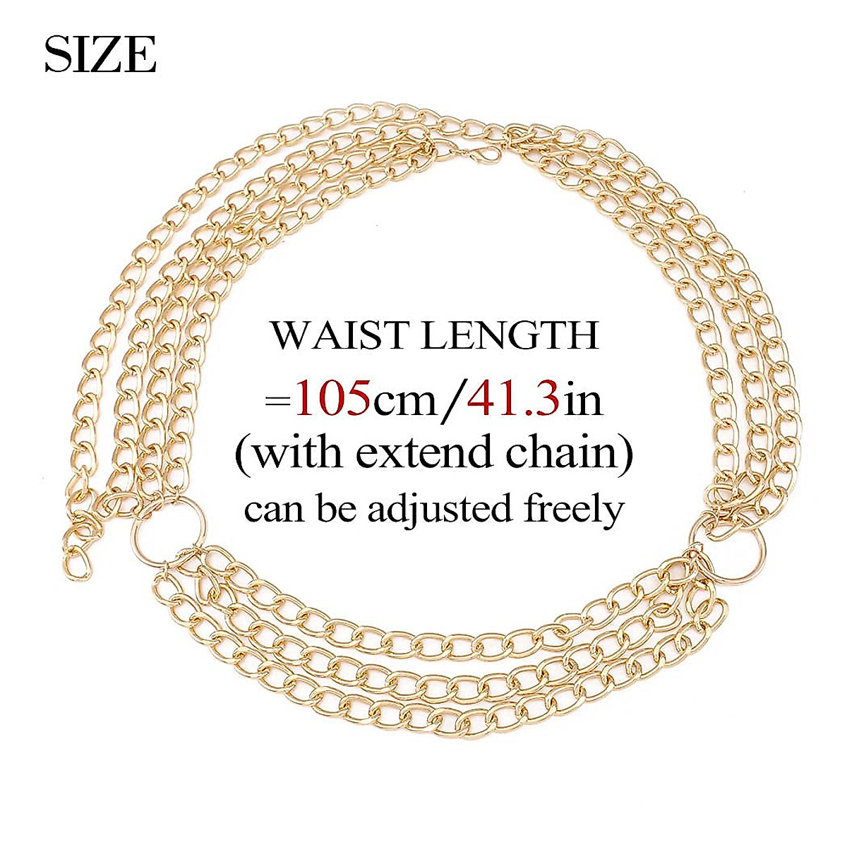 Bodiy Layered Belly Waist Chain Belt Gold Cuban Body Chains Bikini Rave Party Body Jewelry for Women and Girls