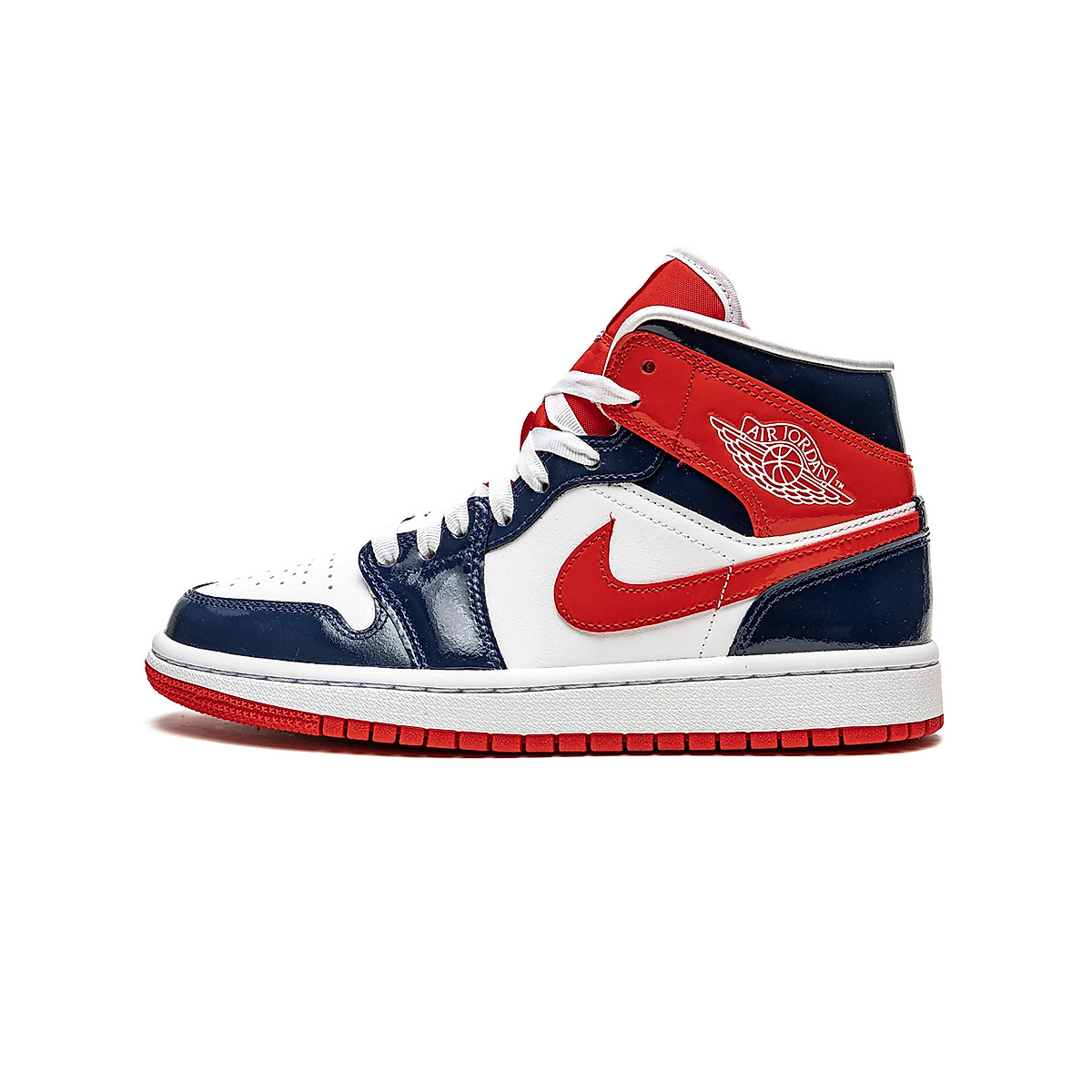 Jordan Womens WMNS Air 1 Mid DJ5984 400 Patent Leather Navy/White/Red - Size 7W