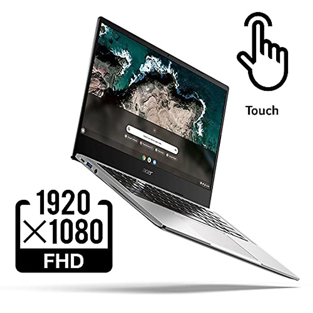 Acer Chromebook 514 Laptop | 14" FHD Touch | MediaTek Kompanio 828 Octa-Core Processor | 8GB RAM | 64GB eMMC | Wi-Fi 6 | Backlit KB | Chrome OS | Up to 15 Hours Battery Life | CB514-2HT-K0FZ, Silver