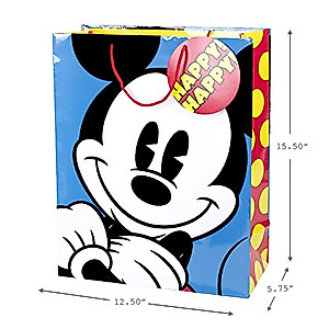 Hallmark Disney 15" Extra Large Gift Bag with Tissue Paper (Mickey Mouse) for Birthdays, Kids Parties or Any Occasion
