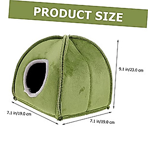 Ipetboom Ferrets Hamster 4pcs Cage Resting Pig Pet Place Breathable Accessories Small Sleeping Bedding Warm Comfortable Hideout Pets Guinea Animal Winter Warming Green Hut Plush Hedgehog Mini Bedding