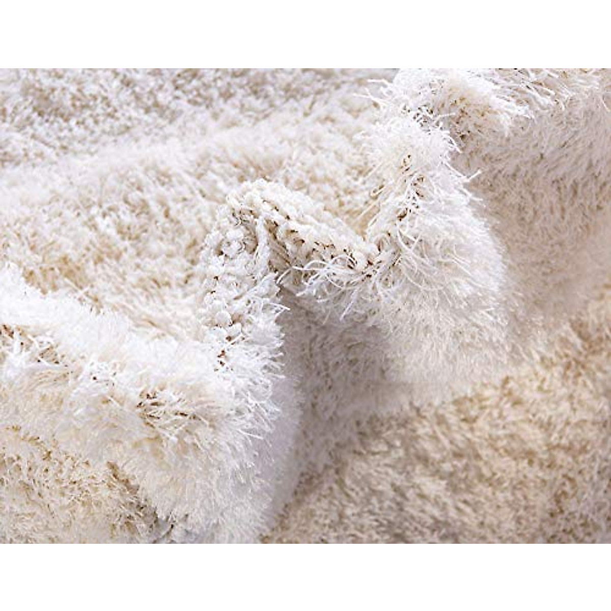 Unique Loom Shag Collection Modern Soft & Plush Textures with Floral Vine Design Area Rug, 5 ft x 8 ft, Ivory