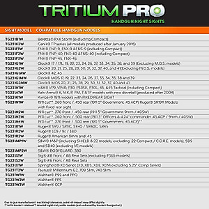 TruGlo Tritium Pro Glow in the Dark Gun Handgun Glock Pistol Laser Sight Accessories with Rear Colors for Beretta PX4 Storm and Green Light, Black