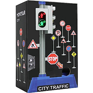 Kiddie Play Traffic Signs and Crosswalk Light Signal Toys for Kids (12pcs)