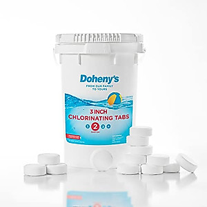 Doheny's 3 Inch Swimming Pool Chlorine Tablets | Pro-Grade Pool Sanitizer | Long Lasting & Slow Dissolving | Individually Wrapped | 99% Active Ingredient, 90% Stabilized Chlorine | 50 LB Bucket
