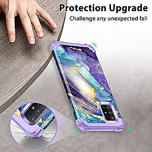 Rancase for Galaxy A71 5G Case,Three Layer Heavy Duty Shockproof Protection Hard Plastic Bumper +Soft Silicone Rubber Protective Case for Samsung Galaxy A71 5G,Purple