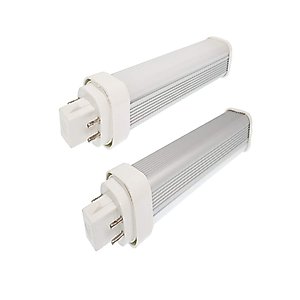 E-Simpo 2pcs G24Q 4Pin 7W 5.4"/138mm 6000K Plug in LED Bulb PL Horizontal Recessed Ceiling Downlight Sideview CFL 2U PL-C 13W Equivalent Replacement(Need Throw Ballast) G24Q Base 4-Pin, Daylight