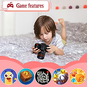 NINE CUBE Digital Camera for Kids, Black Toddler Camera for 3 4 5 6 7 8 Years Old Boys & Girls, Mini Toy Long Lens Kids Digital Camera, Best Toy Camera Gift for Children with 32G SD Card