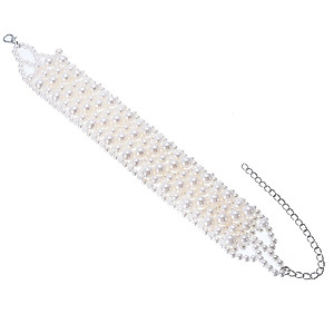 Fashion Multi Strand Simulated Pearl Resin Chain Collar Choker Statement Necklace Costume Jewelry for Women