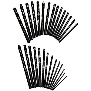 Drill America - KFD29J-RB 29 Piece Heavy Duty High Speed Steel Drill Bit Set with Black and Gold Finish in Rectangular Case (1/16" - 1/2" x 64ths), KFD Series