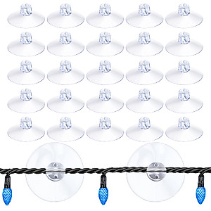FONUNO Christmas Light Suction Cups 1 8/9" Holiday Light String Suction Cup Hooks Holder for Hanging Christmas Light String Decoration No Tools Required (25 Pieces)