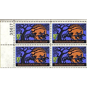 #1548-1974 10c Legend of Sleepy Hollow U. S. Postage Stamps Numbered Plate Block (4)
