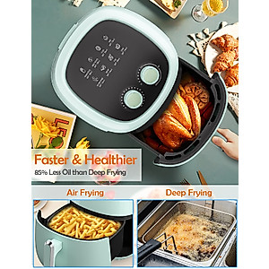 ALLCOOL Air Fryer 4.5 QT Fit for 2-4 People Easy to Use with 8 Cooking References Auto Shutoff Blue Air Fryer