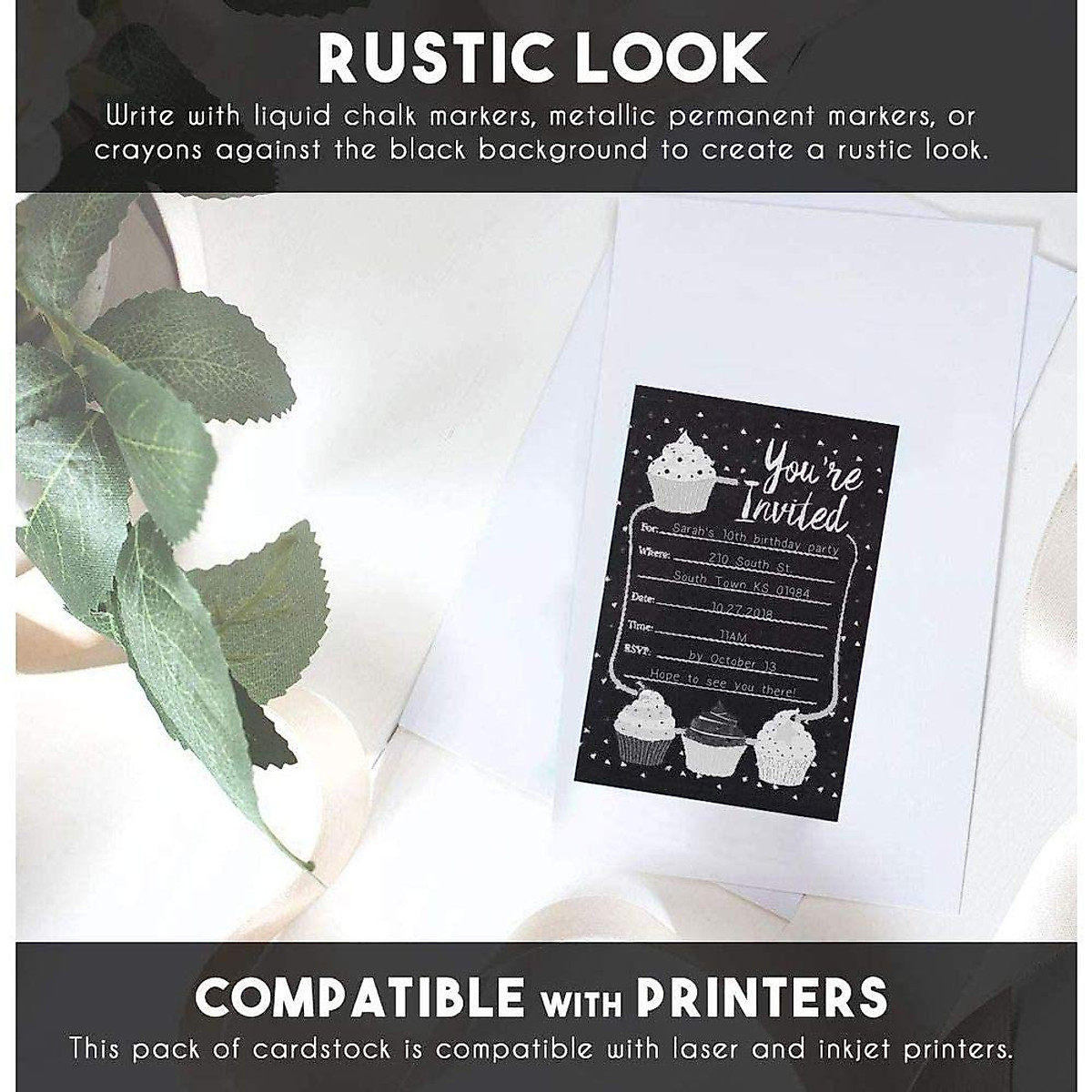 Black Cardstock - 200-Pack 4x6 Heavyweight Smooth Cardstock, 80lb 216GSM Cover Card Stock, Unruled Thick Stationery Paper, For Postcard, Invitation, Announcement, Marketing Material, 4 x 6 Inches