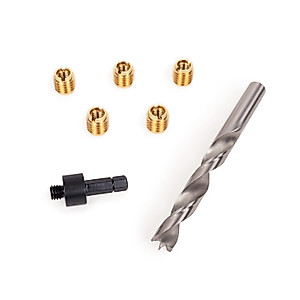 E-Z LOK 400-6 Threaded Inserts for Wood, Installation Kit, Brass, Includes 3/8-16 Knife Thread Inserts (5), Drill, Installation Tool