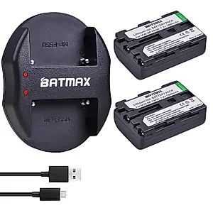 Batmax® 2Pcs NP-FM50 Rechargeable Batteries(1800mAh) + USB Dual Charger for Sony NP-FM30 NP-FM51 NP-QM50 NP-QM51 NP-FM55H Battery and Sony M Type NP-FM50 Equivalent Camcorder/Digital Camera