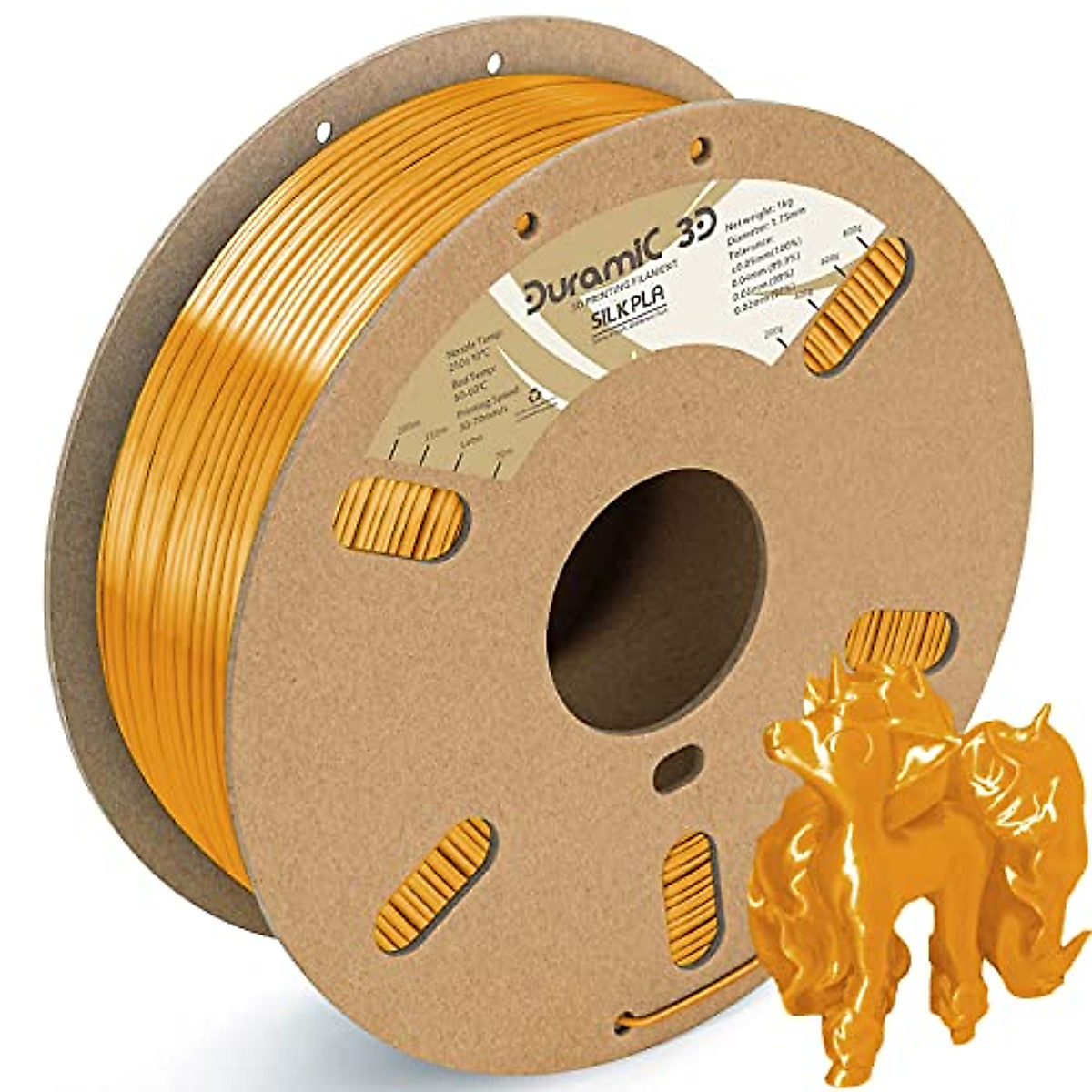 PETG Black and Silk PLA Royal Gold Bundle, Duramic 3D Printing Filament 1kg Spool(2.2lbs), 1.75mm Dimensional Accuracy +/- 0.05 mm Non-Tangling Non-Clogging Non-Stringing