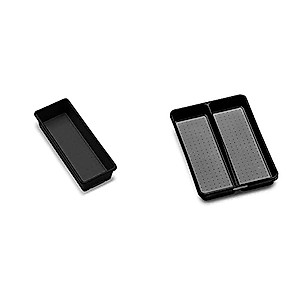 madesmart 9x3 Carbon Collection Bin + madesmart 2-Compartment Utensil Tray, Multi-Purpose Storage Organizer, Soft-Grip Lining, Non-Slip Feet & BPA-Free