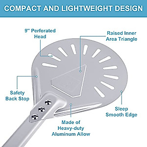 TC Logo 7” Pizza Turning Peel & Paddle, Oven Accessories with Aluminum Plate and Rubber Handle Tool use for Bread Peel, Pastry Dough Cake Spatula for Christmas, and New year Party