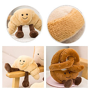 XIZHI Toast Bread Plush Toy Cute Croissant Plush Stuffed Funny Food Plushies Pillow Toy fors Gifts for Kids Birthday (Croissant)