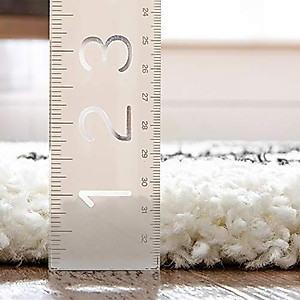 Well Woven Engren Ivory | Thick Nordic Shag | Tribal Diamond Area Rug 5x7 (5'3" x 7'3")