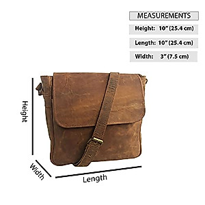 Madosh, Vintage Style Messenger Buffalo Leather Hunter Crossbody Ladies Brown Satchel Half Flap Shoulder Purse Office Work Bag