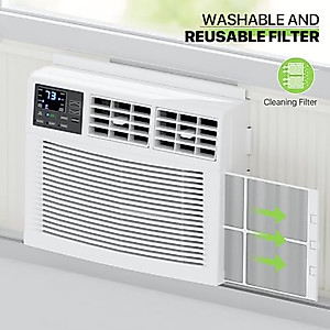 Magshion 8000 BTU Window Air Conditioner with Remote & App Control, 6 Modes – Cool, Dry, Auto-Restart, Fan, Sleep, Cools Rooms up to 350 Sq. Ft., Quiet AC Unit with Easy Install Kit