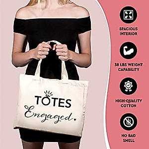 Prazoli Engaged Tote Bag - Engagement Gifts for Couples & Women , Bachelorette Gifts for Bride to Be Gifts , Honeymoon Essentials , Engaged Gifts for Her , Cute Bridal Shower Gift for Future Mrs
