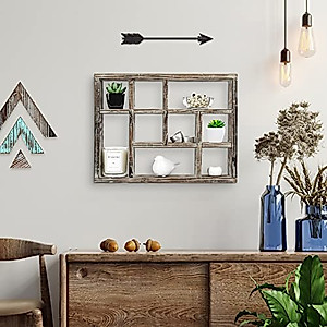 J JACKCUBE DESIGN Rustic Multi-Slot Shelf Cube Display 9 Compartment Shadow Box Wall mountable Shelf for Collection Square Freestanding Case Farmhouse Décor - MK570A (Rustic Wood)