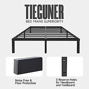 TIEGUNER 14 Inch King Bed Frame, Heavy Duty Metal Platform Easy Assembly Bed Frame, No Box Spring Needed Mattress Foundation 3500 Lbs Support, Noise Free, Maximum Storage (Black)