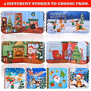 4 PCS Christmas Lift-a-Flap Board Books A Touch and Feel Children's Board Book Small Shaped Christmas Board Book Christmas Story Book for Kids Babies Toddler Xmas Present