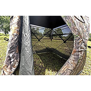CROSS MARS Portable 2-3 Person 270 Degree See Through Hunting Blind Ground Camouflage Pop Up Turkey Deer Blinds Tent with 2 Stools