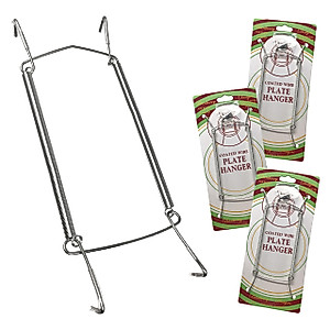 BANBERRY DESIGNS Chrome Vinyl Coated Plate Hanger 8 to 10 Inch - Set of 4 Pcs - Clear Vinyl Sleeves Protect The Plate - Hook and Nail Included
