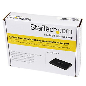 StarTech.com 2.5" Hard Drive Enclosure - Supports UASP - SATA 6Gbps - USB 3.0 External Hard Drive Enclosure - SSD/HDD Enclosure (S2510BMU33),Black